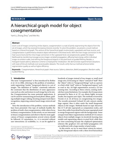 Pdf A Hierarchical Graph Model For Object Cosegmentation