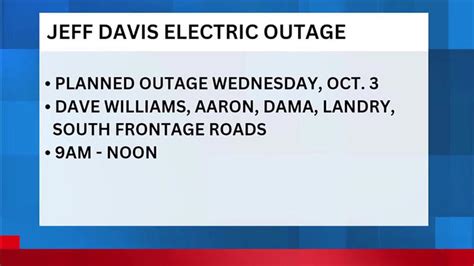 Outage Scheduled For Some Jeff Davis Electric Co Op Customers