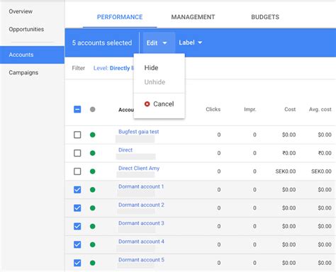 Bulk Cancel Inactive Google AdWords Account