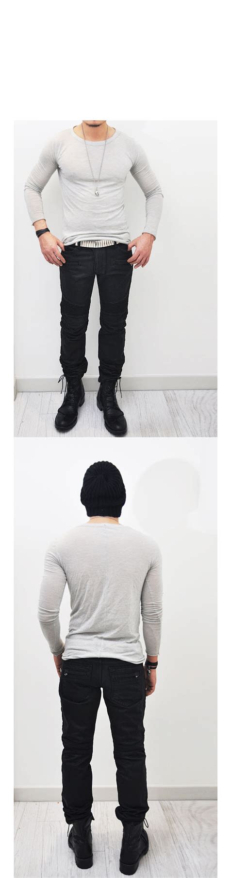 Deluxe Coated Slim Black Biker Jeans 45 Fast Fashion Mens Clothes