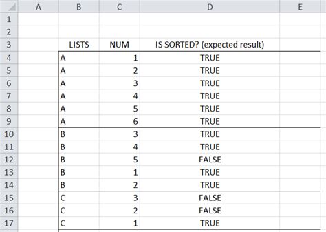 Formula To Check If Lists Are Correctly Sorted Rexcel