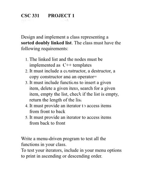 Solved Csc Project Design And Implement A Class Chegg