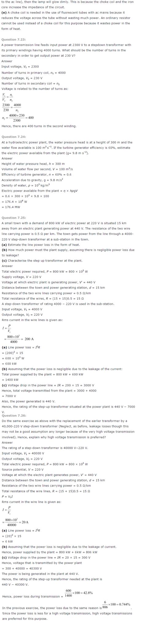 Ncert Solutions For Class 12 Physics Chapter 7 Alternating Current
