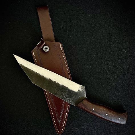 Custom Handmade Carbon Steel Seax Knife With Leather Sheath The