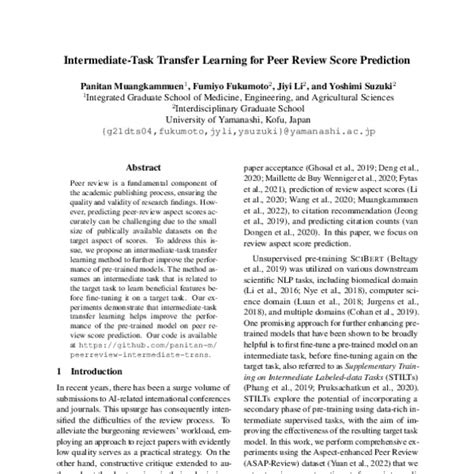 Intermediate Task Transfer Learning For Peer Review Score Prediction