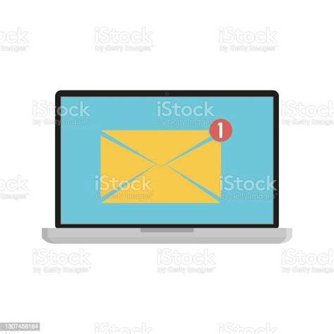 봉투 아이콘이 있는 랩톱입니다 전자 메일 마케팅 및 인터넷 광고 개념의 템플릿 파란색 화면에 문자가 있는 노트북 0명에 대한 스톡 벡터 아트 및 기타 이미지 Istock