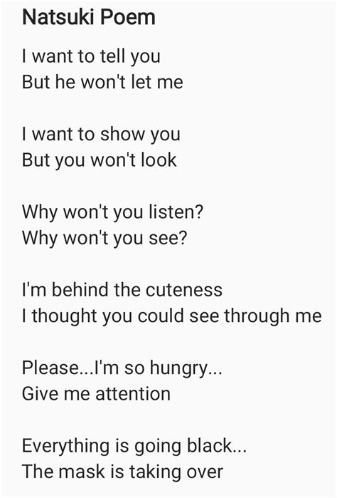 Natsuki Poem Doki Doki Literature Club Amino