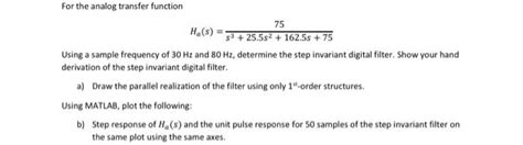 Solved For The Analog Transfer Function