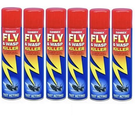 6 Pack Sanmex Fly And Wasp Killer Insecticide Fast Acting Aerosol Spray 300ml £1595 Picclick Uk