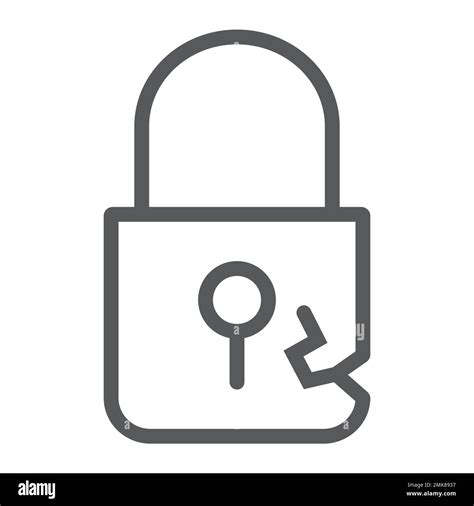 Lock Breach Line Icon Privacy And Protect Padlock Sign Vector Graphics A Linear Pattern On A