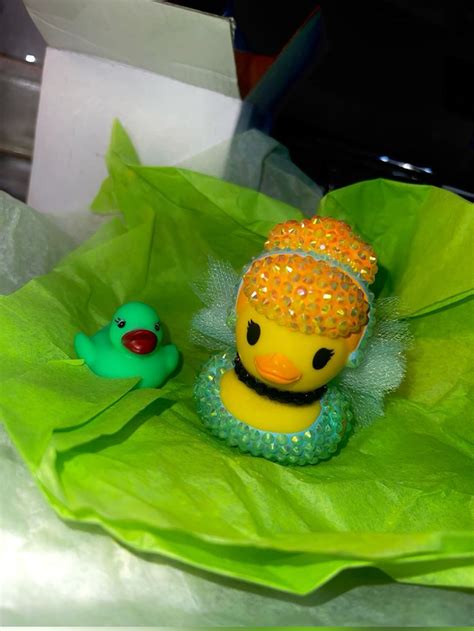 Tinkerbell Duck 💚 In 2024 Duck Art Rubber Ducky Rhinestone Projects