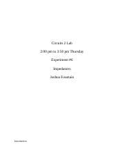 Circuits 2 Lab Lab 6 Report 1 Docx Circuits 2 Lab 2 00 Pm To 3 50 Pm Thursday Experiment 6
