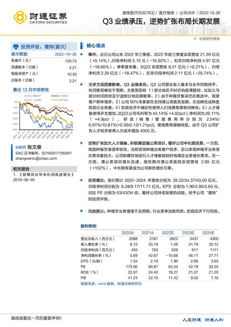 通策医疗（600763）：q3业绩承压，逆势扩张布局长期发展 洞见研报 行业报告