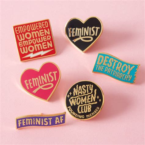 Feminist Heart Shaped Hard Enamel Pin Feminist Pins Badge Etsy