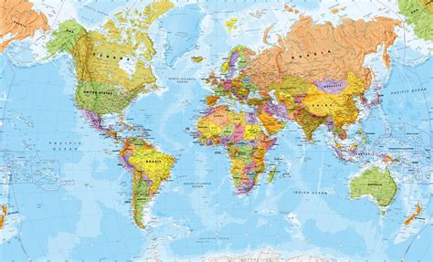 Political World Map Wallpaper Mural Wallsauce Us