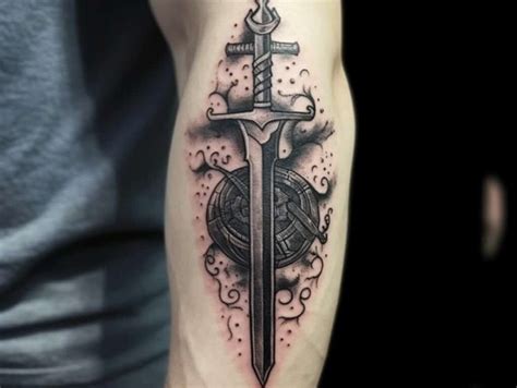 Excalibur The Mythical King Arthur Sword Tattoo Designs