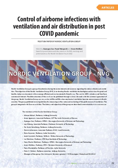 REHVA Journal Control Of Airborne Infections With Ventilation And Air Distribution In Post COVID