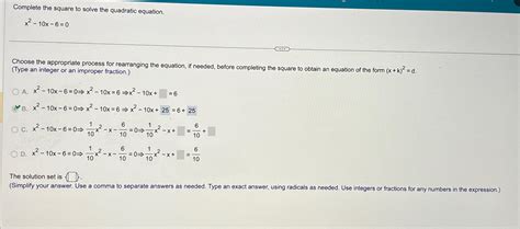 Solved Complete The Square To Solve The Quadratic Chegg
