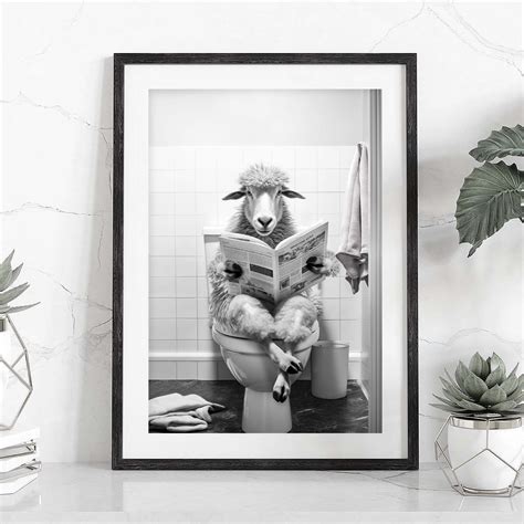 Sheep Wall Art Funny Bathroom Cute Sheep Art Sheep Poster Sheep Art