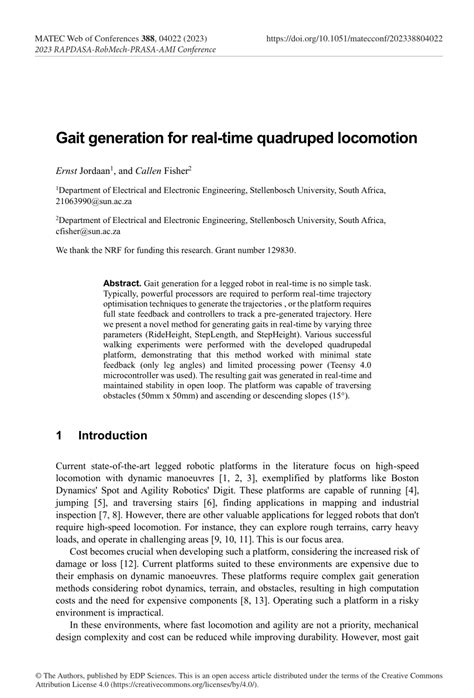 Pdf Gait Generation For Real Time Quadruped Locomotion
