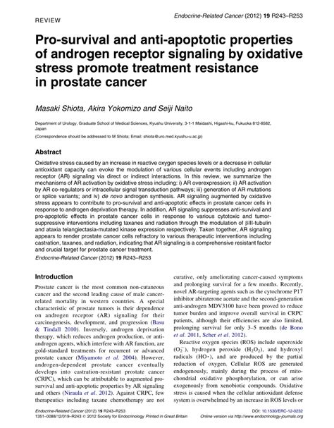 Pdf Pro Survival And Anti Apoptotic Properties Of Androgen Receptor