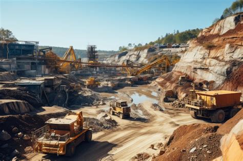 premium ai image mining operation with large excavators generative ai