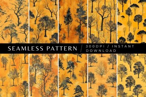 Black Tree Silhouettes Patterns Graphic By Inknfolly · Creative Fabrica