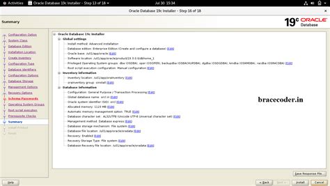 Oracle Database 19c Installation Brace Coder