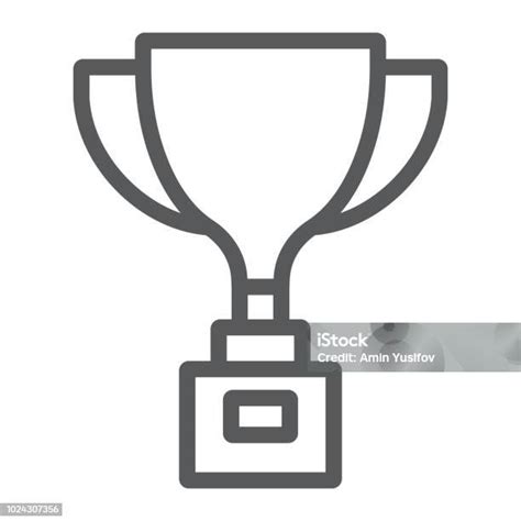 수상 컵 라인 아이콘 승리와 상금 트로피 컵 서명 벡터 그래픽 흰색 배경 Eps 10에 선형 패턴 1위에 대한 스톡 벡터 아트