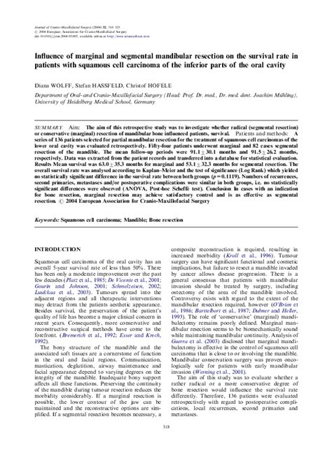 Pdf Influence Of Marginal And Segmental Mandibular Resection On The