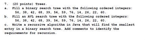 Solved 7 20 Points Trees A Fill A Binary Search Tree