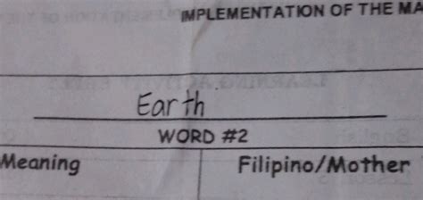 Earth WORD Meaning Filipino Mother StudyX