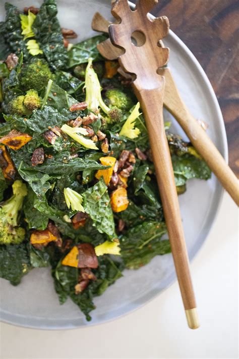 Harvest Salad With Spicy Broccoli Sweet Potatoes And Candied Pecans