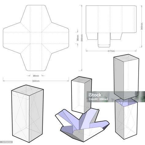 기프트 박스와 다이 컷 패턴 Eps 파일은 전체 스케일이며 완벽하게 작동합니다 실제 골판지 생산을 위해 준비되었습니다 0명에 대한 스톡 벡터 아트 및 기타 이미지 Istock