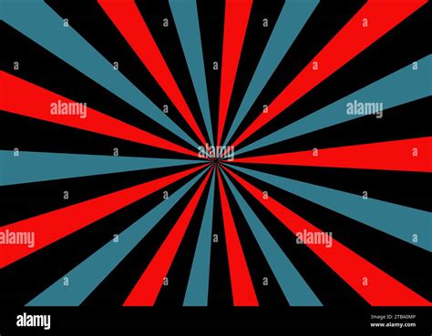 Red Blue Sun Burst Background With Colourful Stripes And Rays Vector