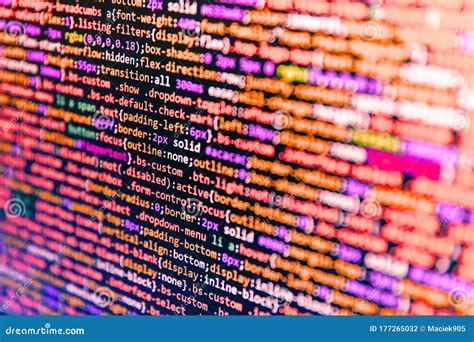 Screen Of Web Developing Code On Dark Background Closeup Developing