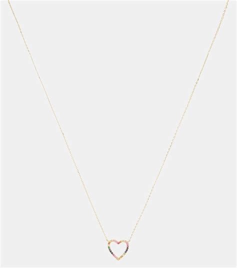 Roxanne First Heart 14kt Gold Necklace With Sapphires Roxanne First