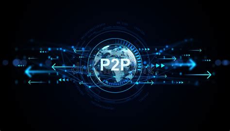 p2p digital world map interface with neon blue arrows representing