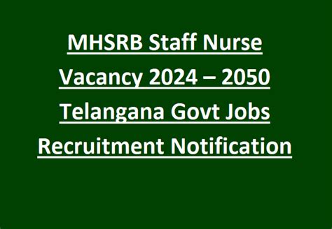 Mhsrb Staff Nurse Vacancy 2024 2322 Telangana Govt Jobs Recruitment