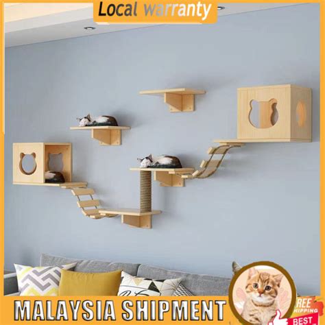 Wall Mounted Wooden Cat Furniture Cat Tree Modern Cat House Cave丨solid Wood Cat Wall Mounted