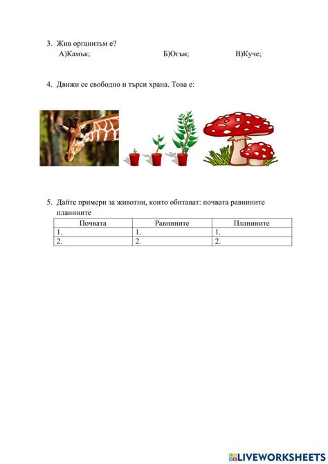Организмите и тяхната среда на живот Interactive Activity Live Worksheets