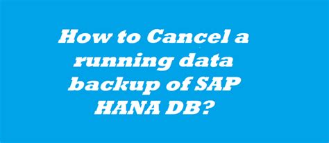 How To Cancel Running Data Backup In Hana Studio Amar It Tech