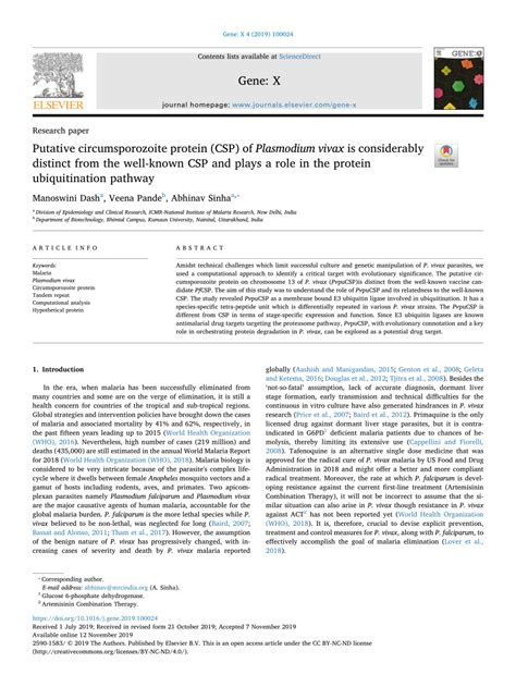 Pdf Putative Circumsporozoite Protein Csp Of Plasmodium Vivax Is