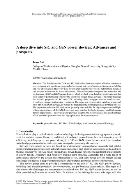 PDF A Deep Dive Into SiC And GaN Power Devices Advances And Prospects
