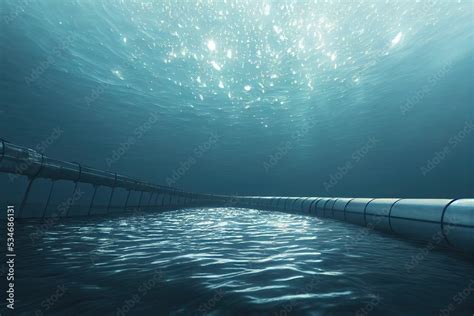 Underwater Gas Pipelines For Gas Transportation In Europe Underwater View Concept Of Climate