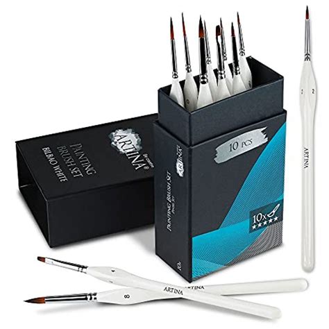 Artina TLG Premium Pinselset Feine Detail Pinsel als Rundpinsel Pinsel Weiß Bilbao