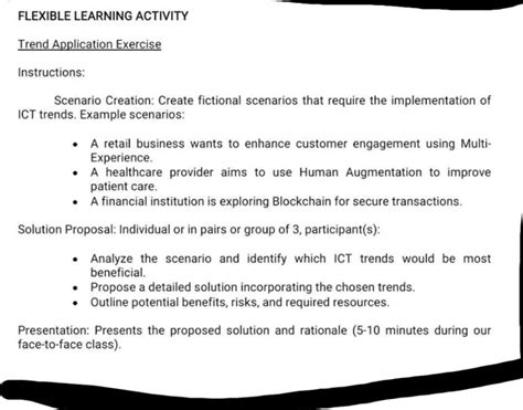 FLEXIBLE LEARNING ACTIVITY Trend Application StudyX