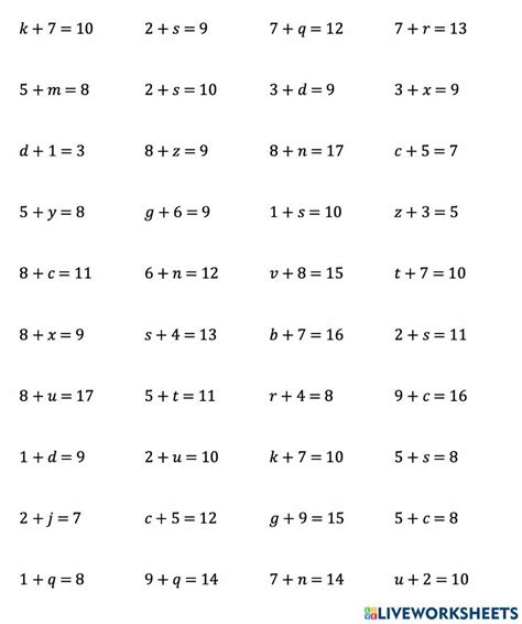 algebra finding missing numbers to balance equations worksheets library