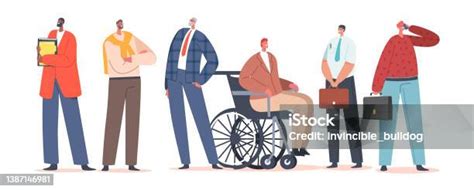 다양한 비즈니스 인력 그룹 남성 캐릭터 팀 장애인 및 건강한 기업가 또는 사무직 근로자 의사 소통 다민족 그룹에 대한 스톡 벡터 아트 및 기타 이미지 Istock