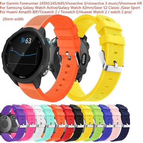 สายนาฬิกาข้อมือซิลิโคน 20 มม สําหรับ Garmin Forerunner 55 158 245 245m